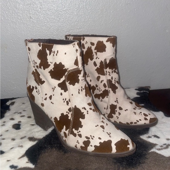 Qupid | Shoes | Cow Print Booties | Poshmark